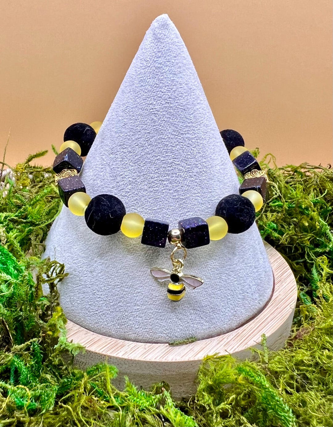 Fuzzy Bumble Stretch Bracelet With Charm - Etsy