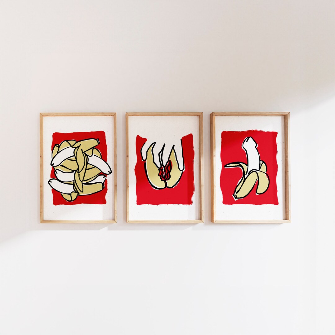 Erotic Banana and Femininity Poster Duo - Bold Erotic Artwork, Modern ...