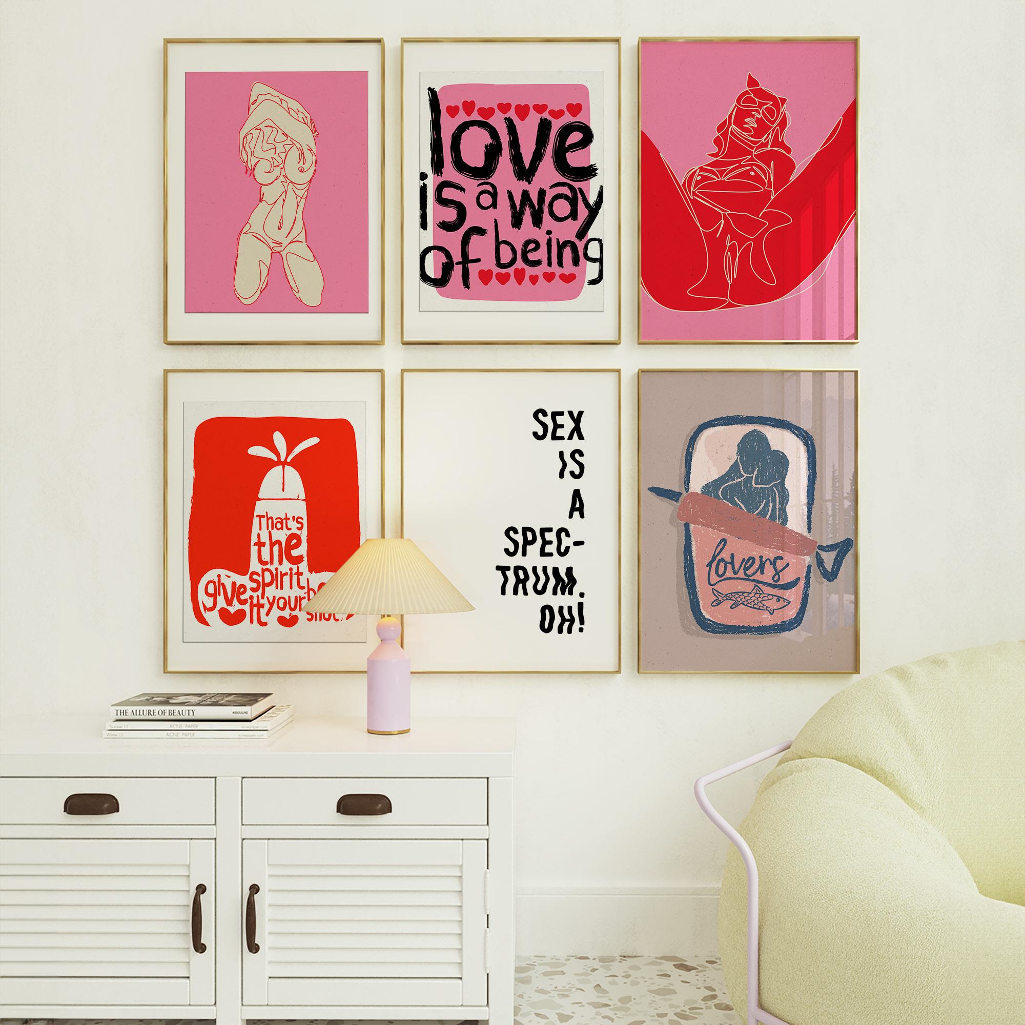 Funny Penis Spirit Poster | Bold Red Erotic Wall Art | Quirky Adult ...