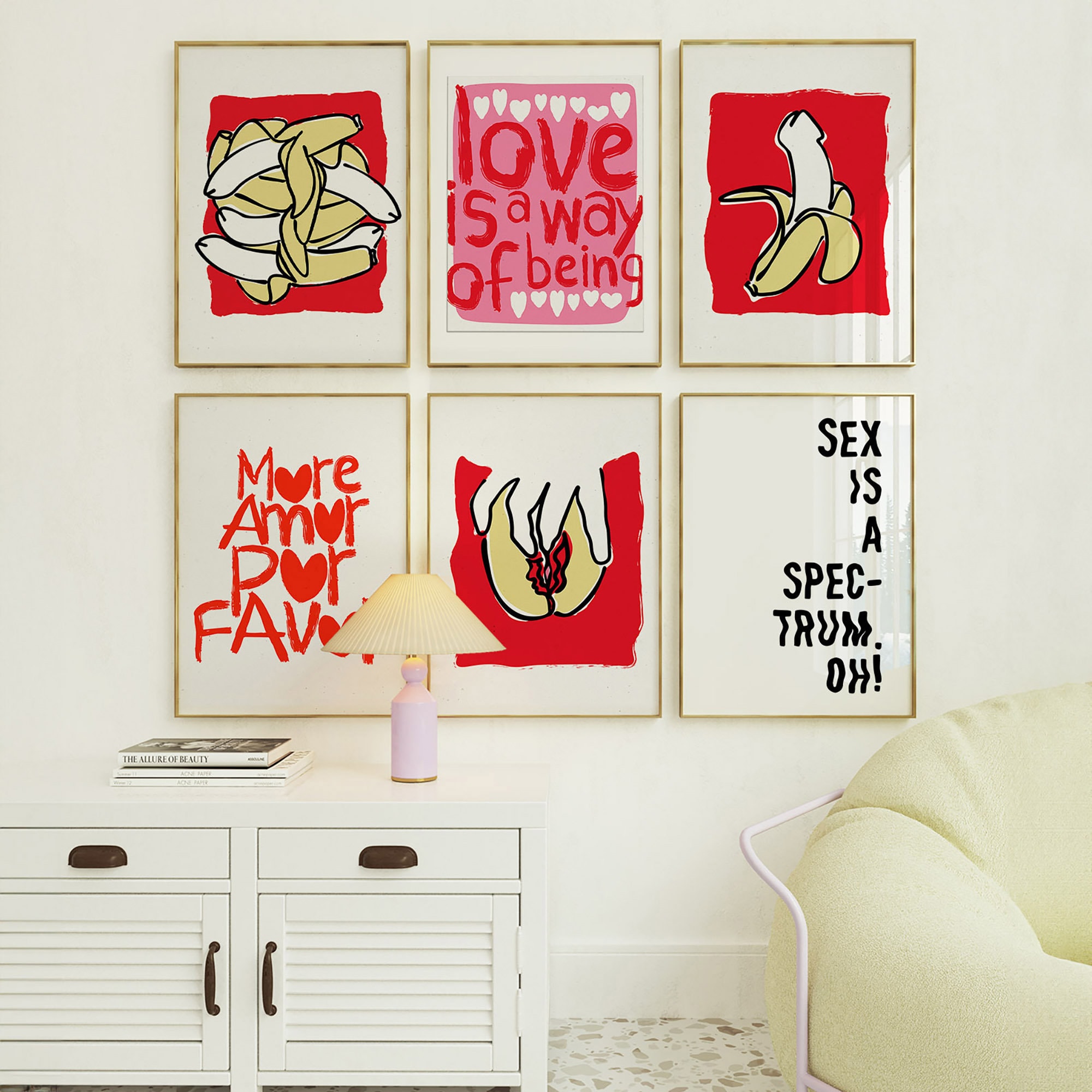 Erotic Banana and Femininity Poster Duo - Bold Erotic Artwork, Modern ...