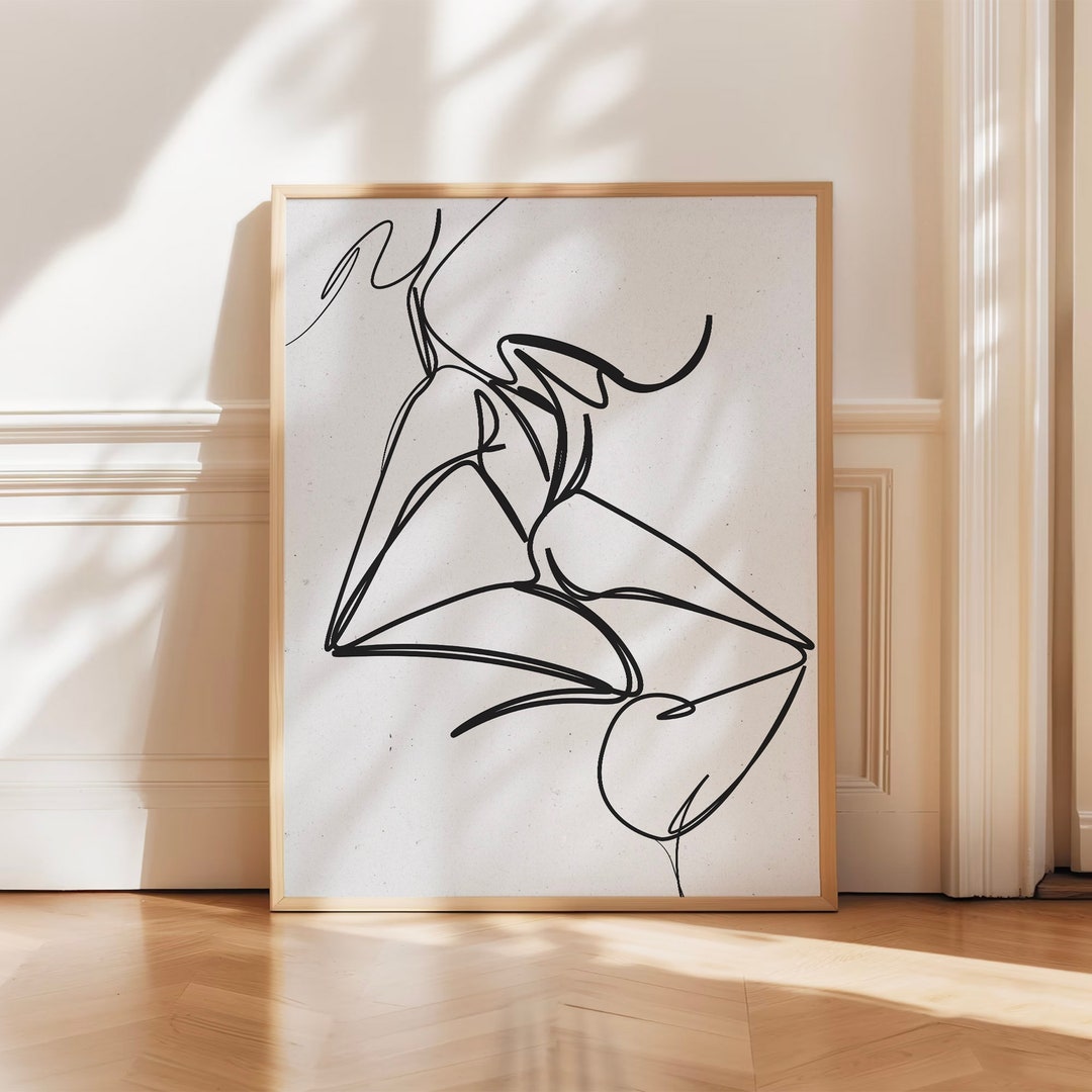 Romantic First Kissing Couple Line Art- Intimate Embrace Art | Love ...