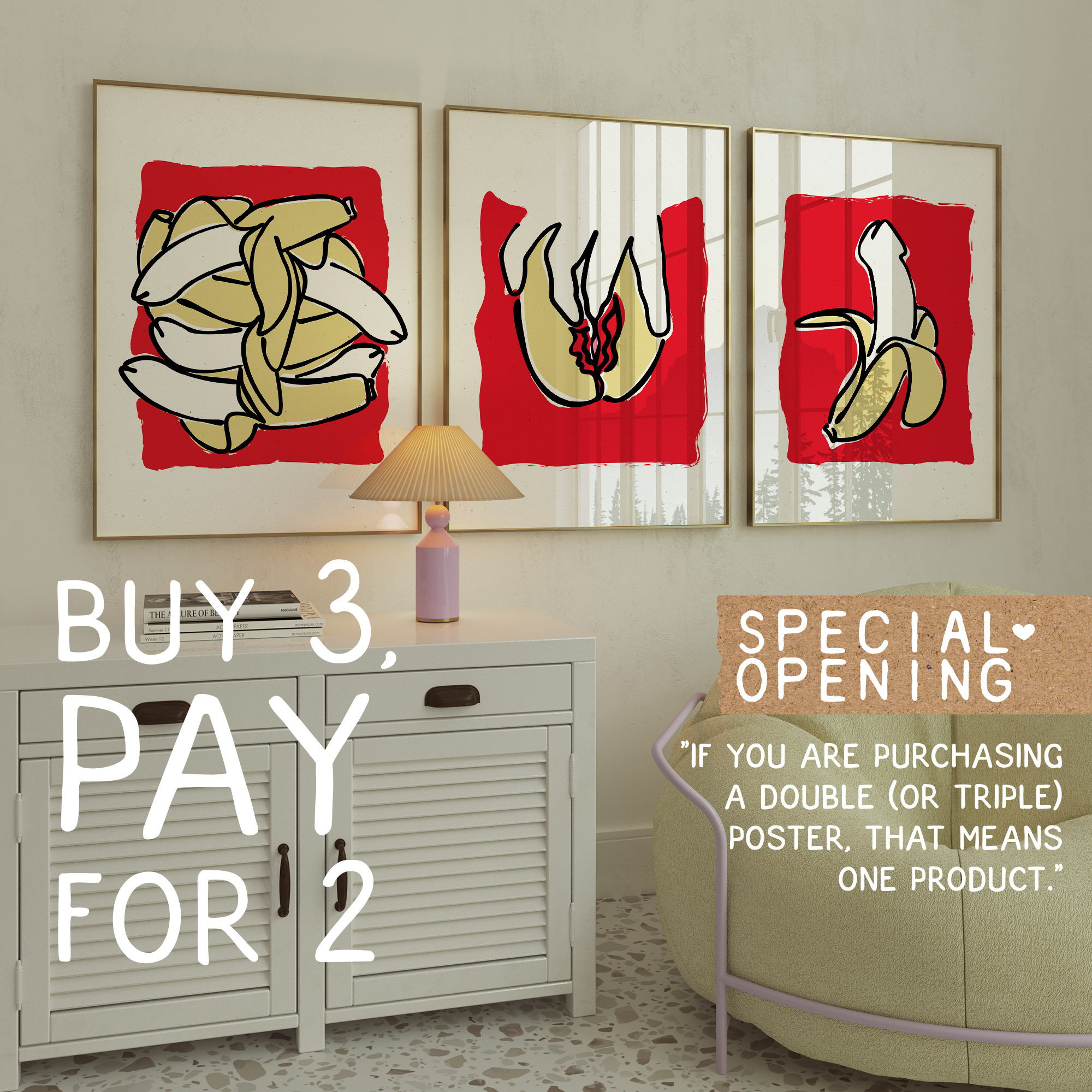 Erotic Banana and Femininity Poster Duo - Bold Erotic Artwork, Modern ...