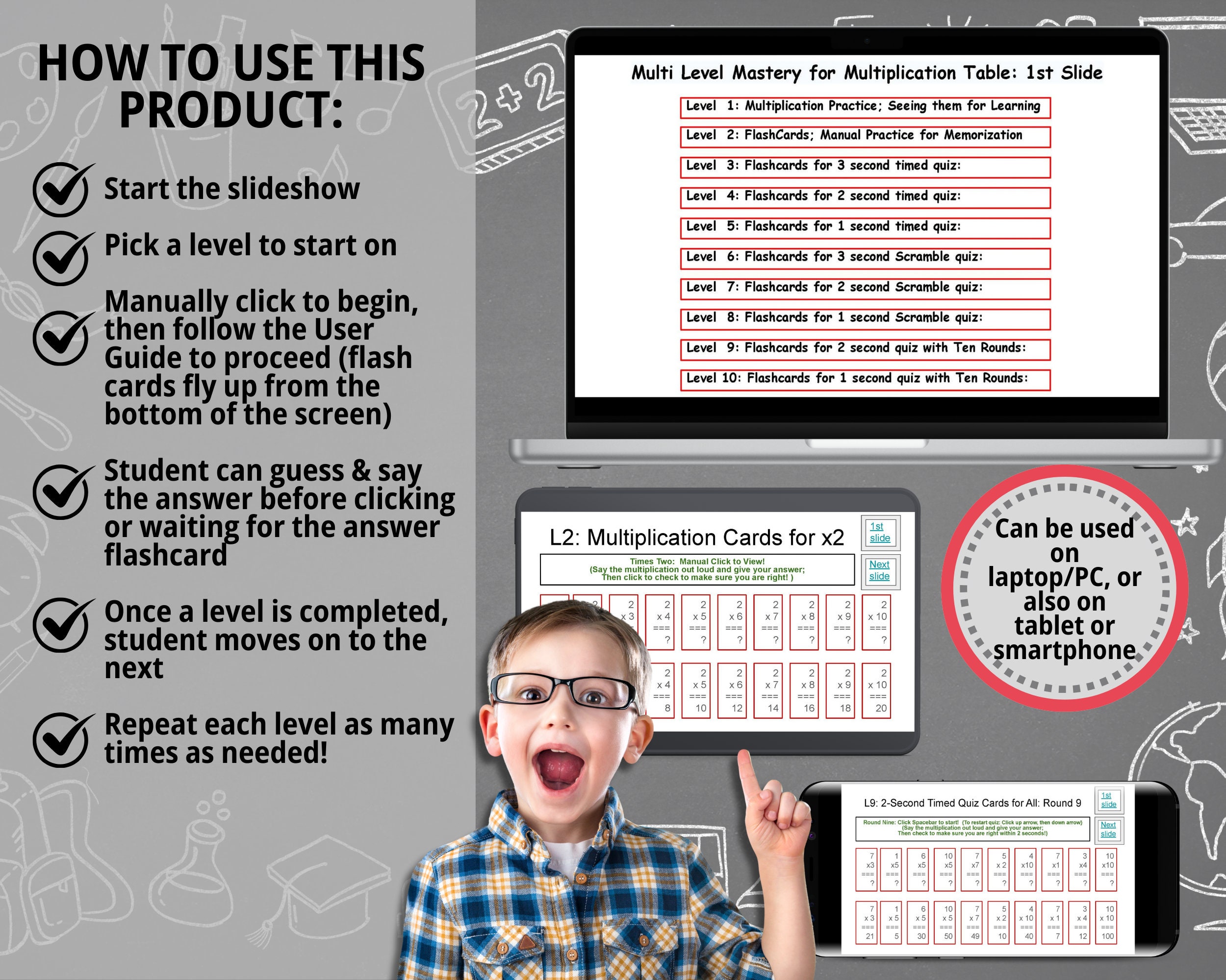 Multiplication Times Table Flashcards, Bundle, Math Practice ...