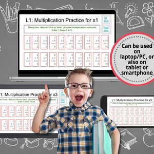 Multiplication Times Table Flashcards, Level 1, Math Practice ...