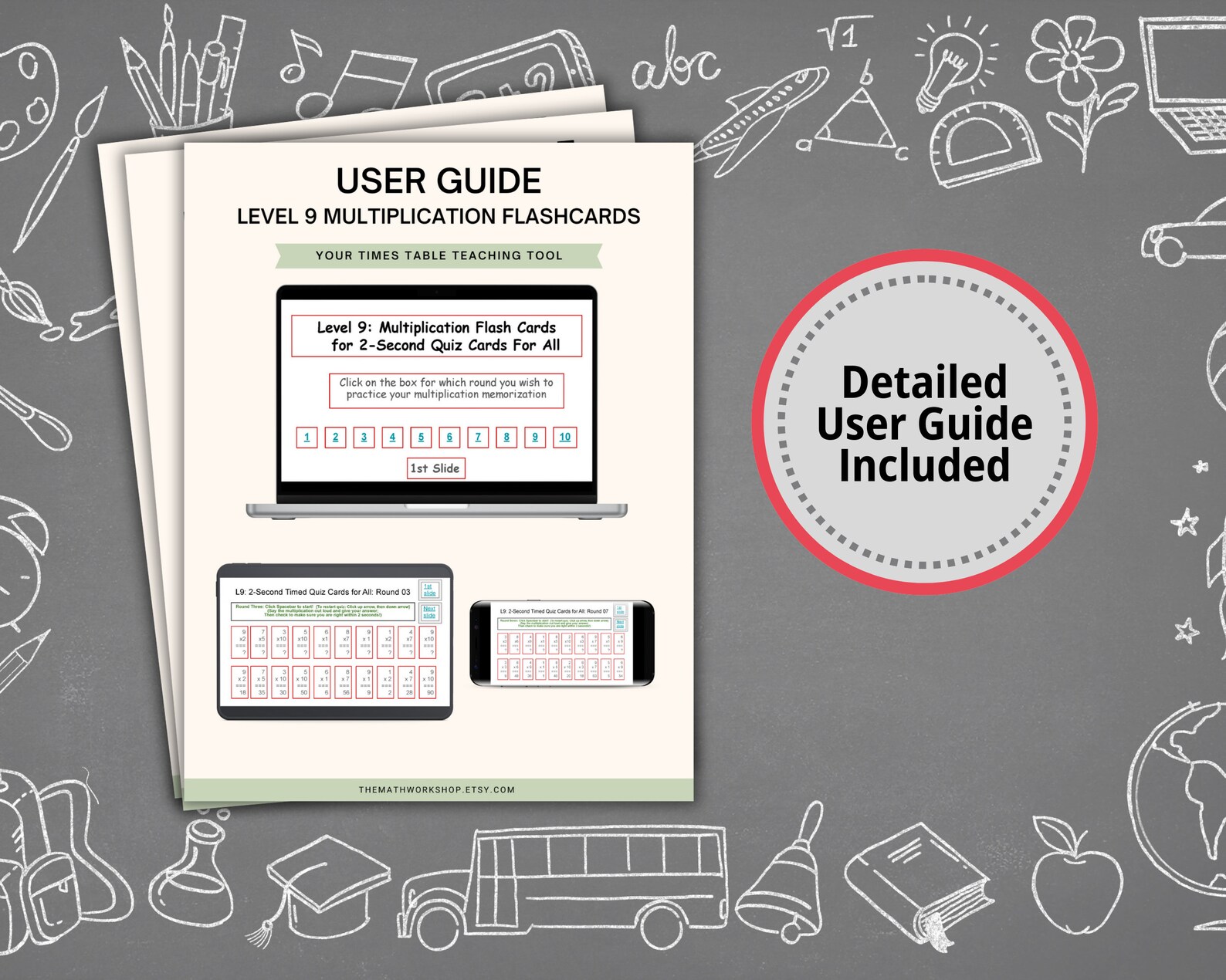 Multiplication Times Table Flashcards, Level 9, Math Practice ...