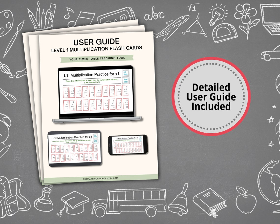 Multiplication Times Table Flashcards, Level 1, Math Practice ...