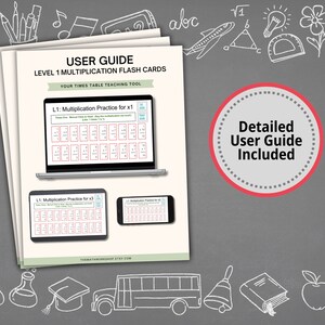 Multiplication Times Table Flashcards, Level 1, Math Practice ...
