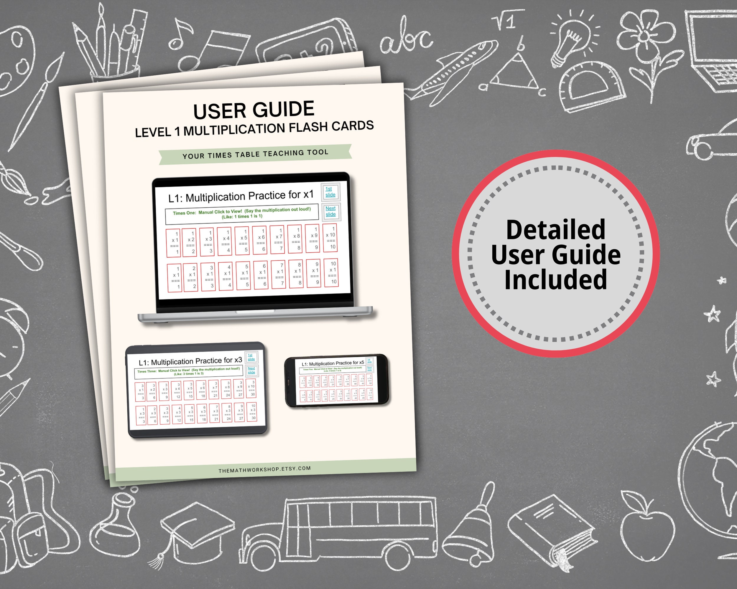 Multiplication Times Table Flashcards, Level 1, Math Practice ...