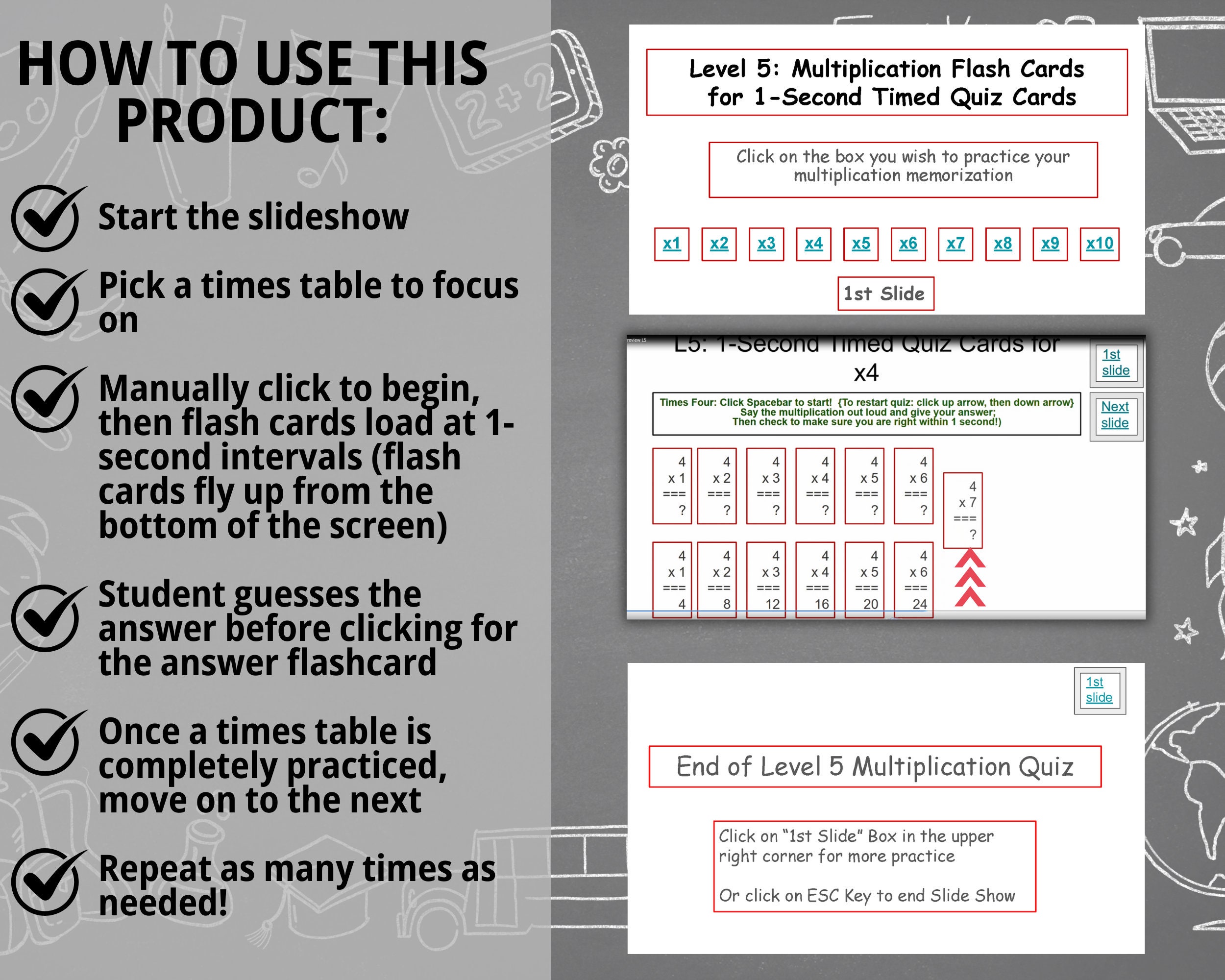 Digital Multiplication Times Table Flashcards, Level 5, Math Practice ...