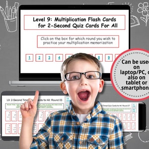 Multiplication Times Table Flashcards, Level 9, Math Practice ...