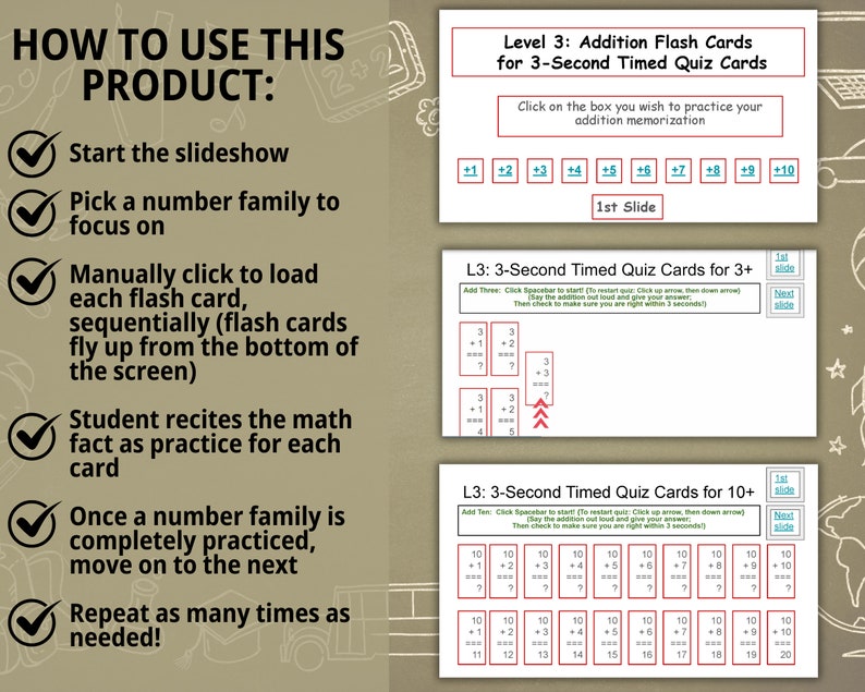 Addition Flashcards, Level 3, Math Practice, Math Facts, Flash Cards ...