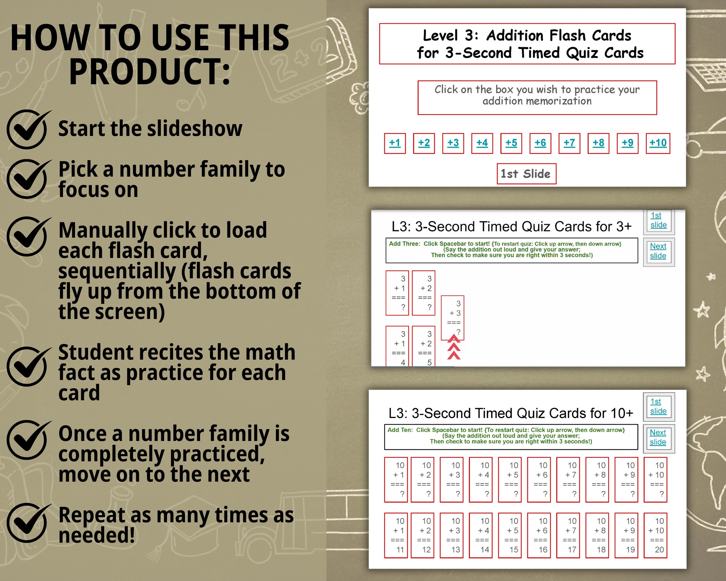 Addition Flashcards, Level 3, Math Practice, Math Facts, Flash Cards ...