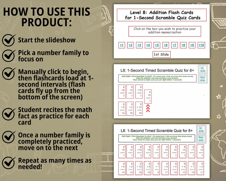 Addition Flashcards, Level 8, Math Practice, Math Facts, Flash Cards ...
