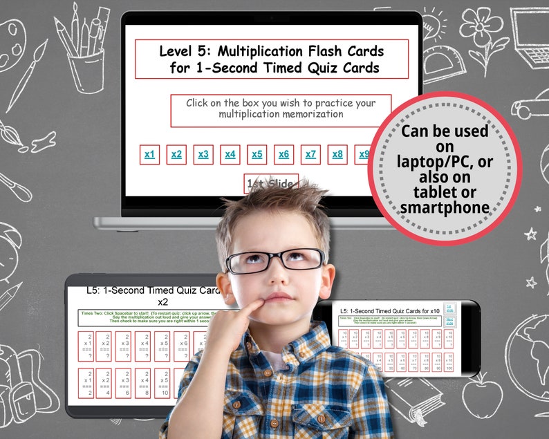 Digital Multiplication Times Table Flashcards, Level 5, Math Practice ...