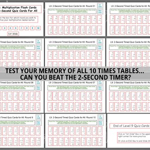 Multiplication Times Table Flashcards, Level 9, Math Practice ...