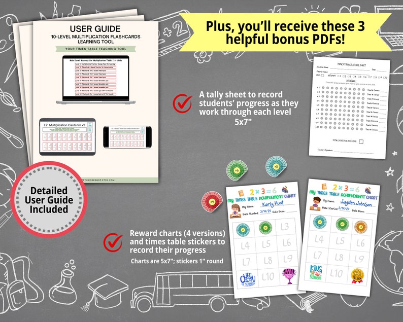 Multiplication Times Table Flashcards, Bundle, Math Practice ...