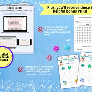 Subtraction Flashcards, 10-level Bundle, Math Practice, Math Facts ...