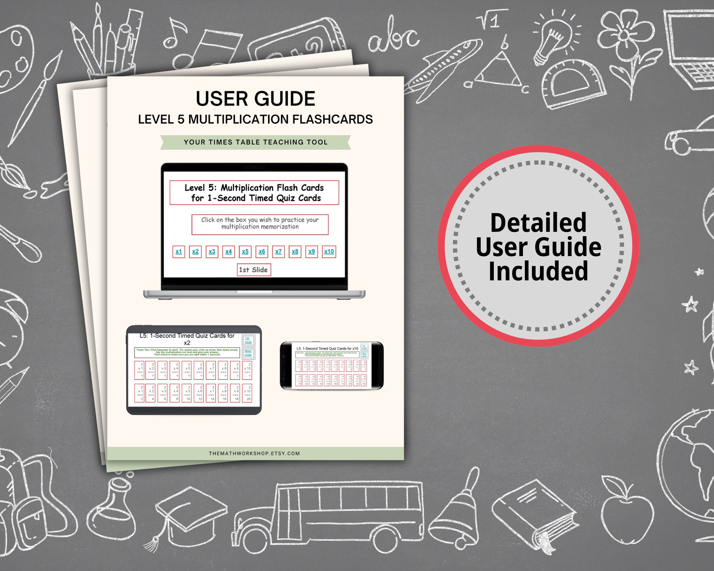 Digital Multiplication Times Table Flashcards, Level 5, Math Practice ...