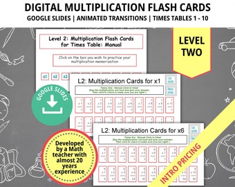 Multiplication Times Table Flashcards, Bundle, Math Practice ...