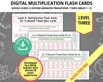 Multiplication Times Table Flashcards, Bundle, Math Practice ...