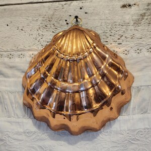 Vintage Copper Scallop Shell Jello Mold, Wall Hanging Kitchen Decor ...