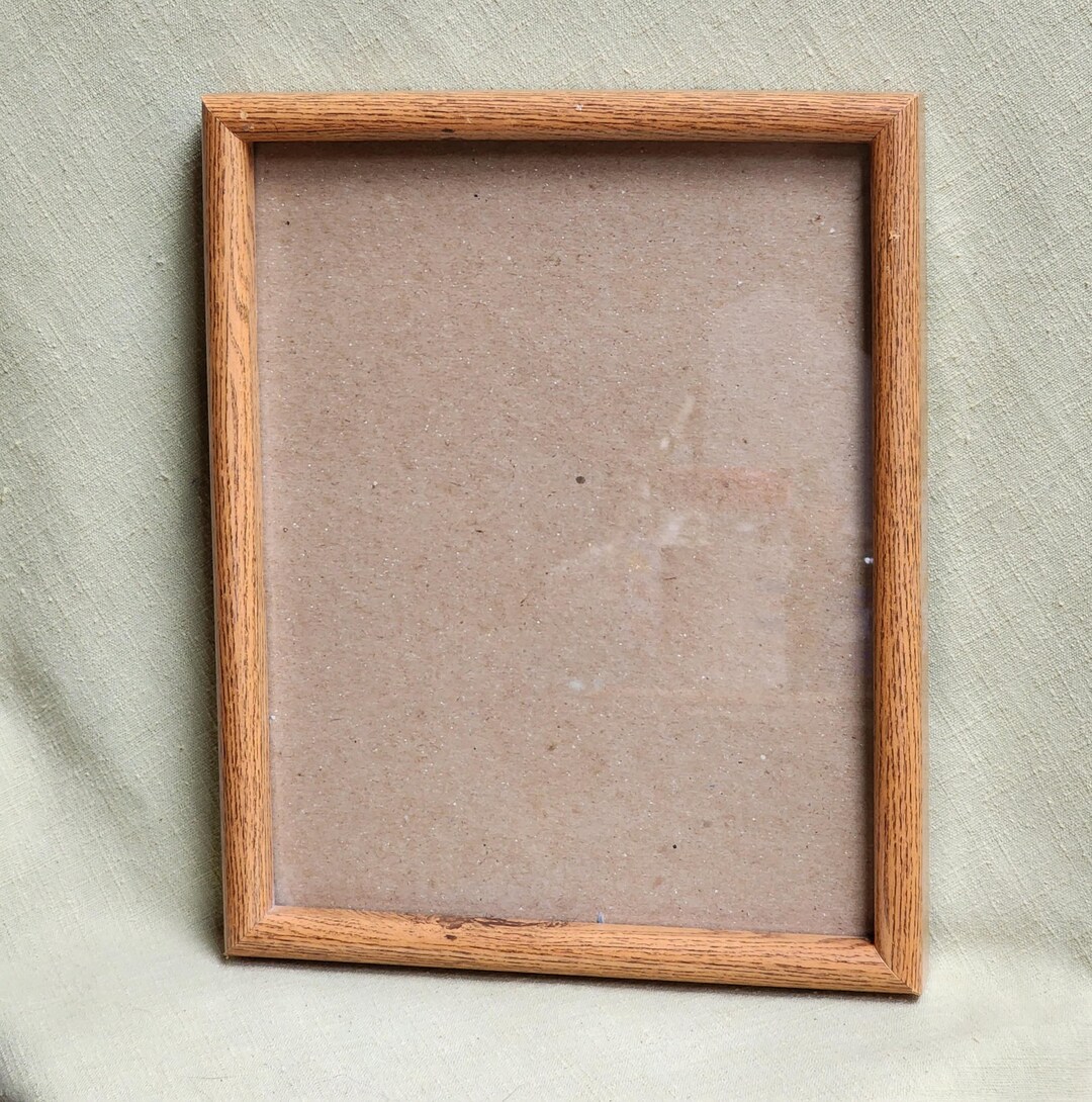 Vintage Solid Oak and Glass 8x11 Picture Frame, Wall Hanging Photo ...