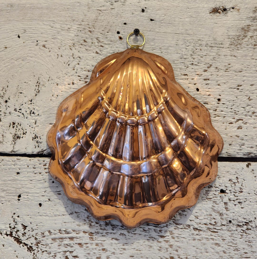 Vintage Copper Scallop Shell Jello Mold, Wall Hanging Kitchen Decor ...