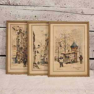 Jan Korthals Parisian Street Scene Prints: Framed Wall Art - Set of 3 ...