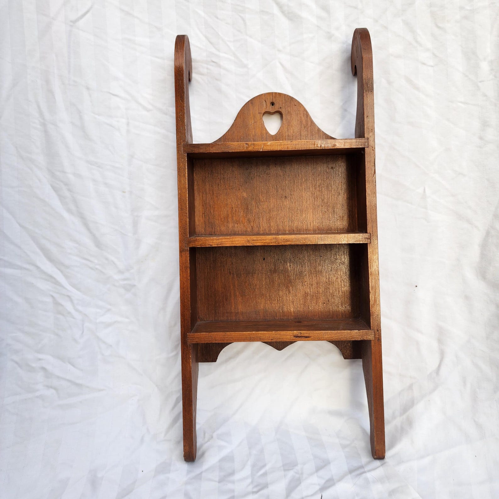 Vintage Handmade Wood Shelf, Three Tier Wall Hanging Shlef, Heart ...