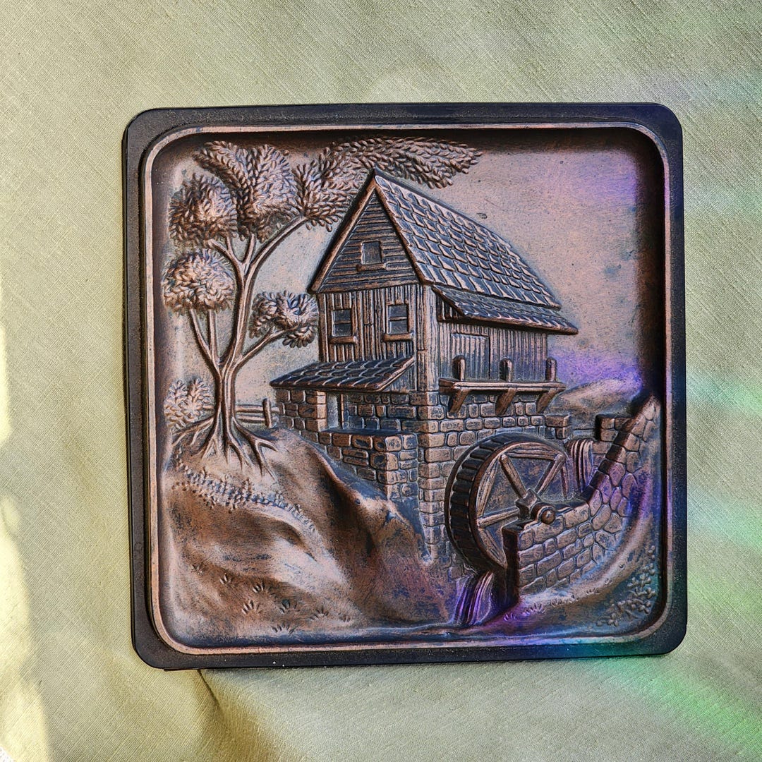 Vintage Miller Studio 3D Wall Art, Copper Tone Square Tile, Lightweight ...