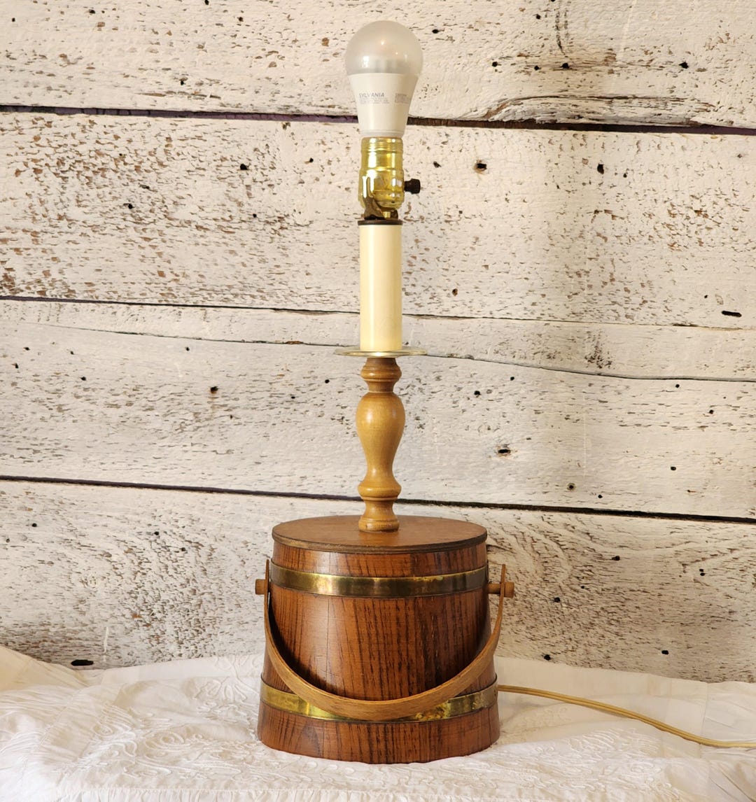 Vintage Wood Butter Churn Bucket Lamp: 18 Inch Accent Lamp - Farmhouse ...