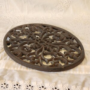 Vintage Cast Iron Oval Trivet, Fenehc Filigree Design, Hot Plate, Wall ...