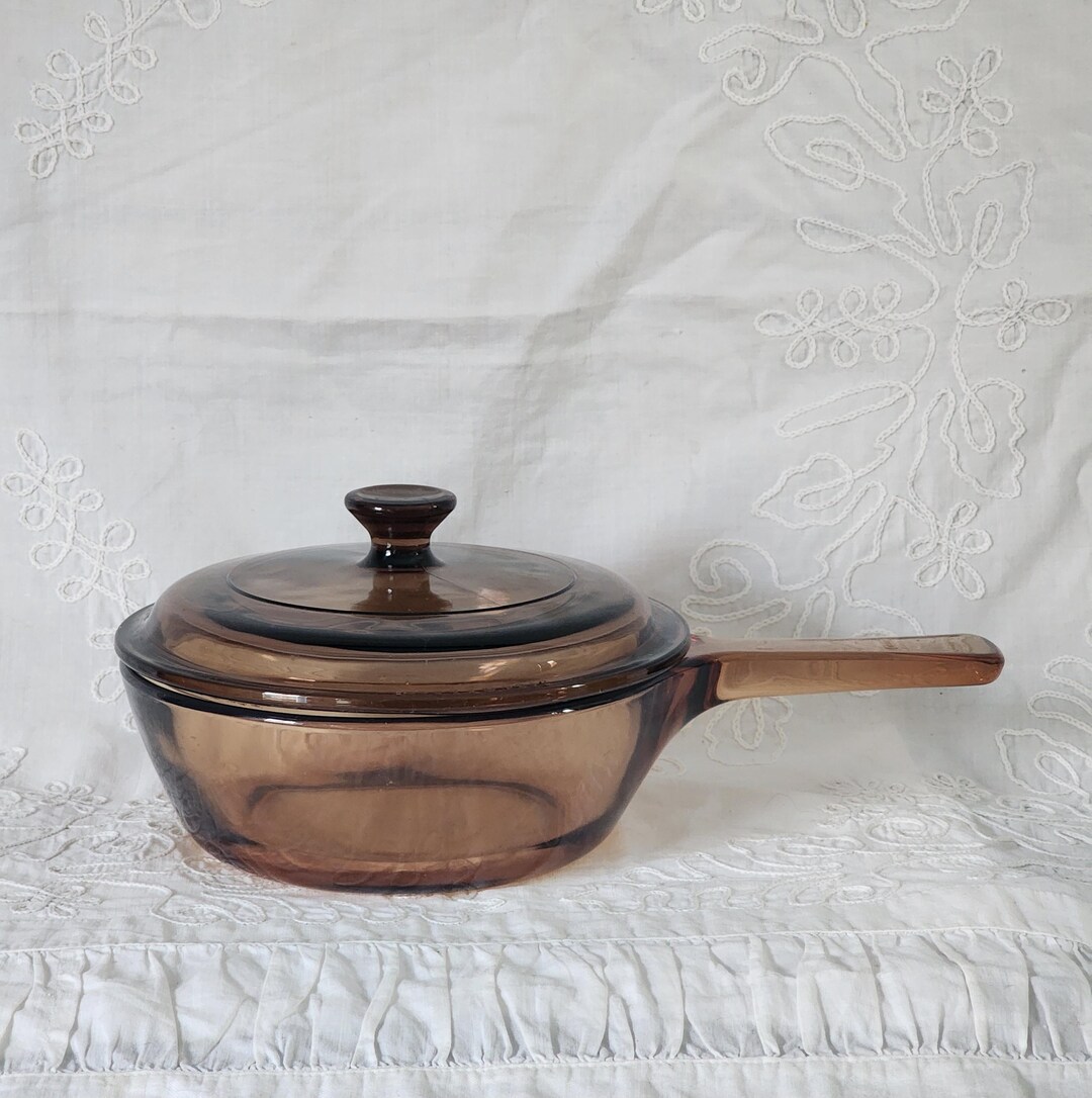 Vintage Corning Ware Vision Smokey Amber Glass, Small Saucepan With Lid ...