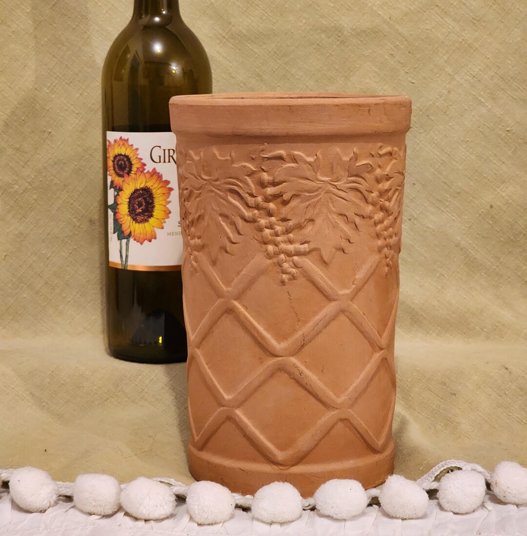 Vintage Terracotta Wine Chiller, Rustic French Vineyard and Grapevine ...