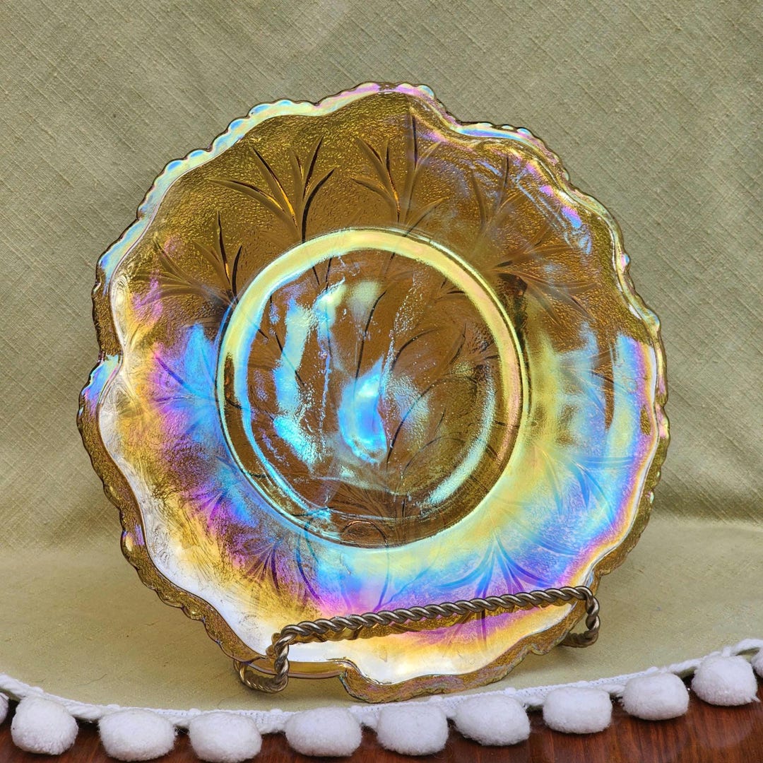 Vintage 10 Inch Indiana Glass 'pebble Tree of Life' Marigold Carnival ...