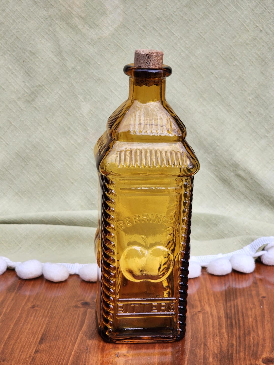 Vintage 1930's Wheaton Amber Glass Bottle, Phil Berrings Apple Bitters, Cork Stopper - Etsy