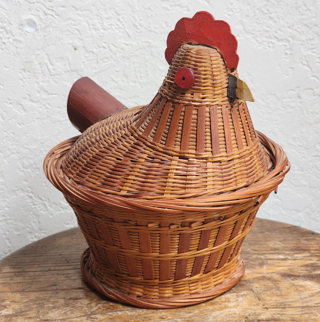 Vintage Wicker Nesting Hen Basket: Farmhouse Kitchen Decor - Etsy