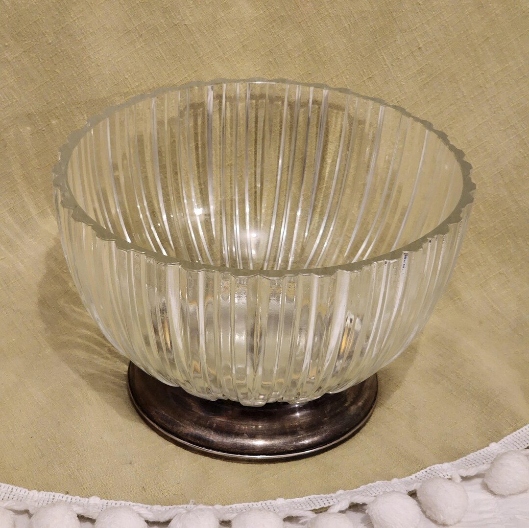 Vintage Art Deco Silver & Glass Bowl: Made in Italy - Etsy