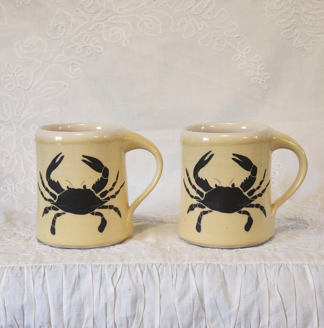 Vintage Great Bay Pottery Crab Mugs, Handmade in New Hampshire, New ...