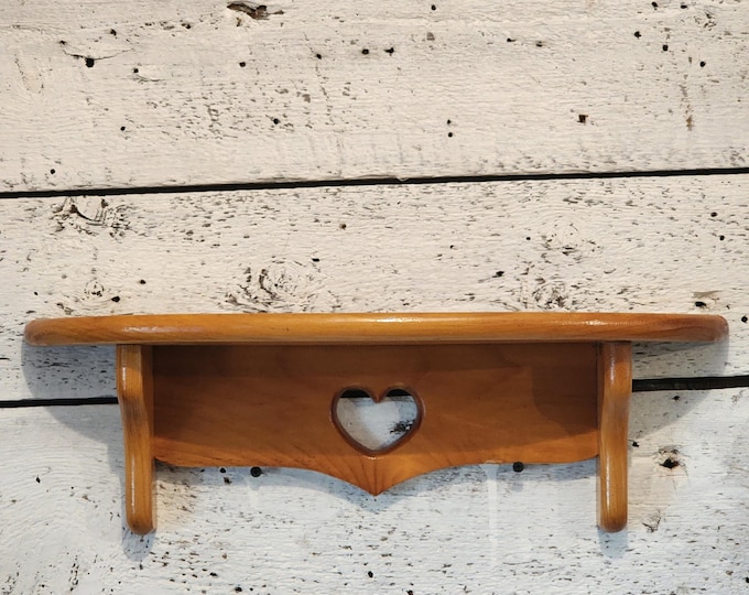 Vintage Handmade Wood Shelf: Heart Cutout, Country Farmhouse Decor - 20 ...