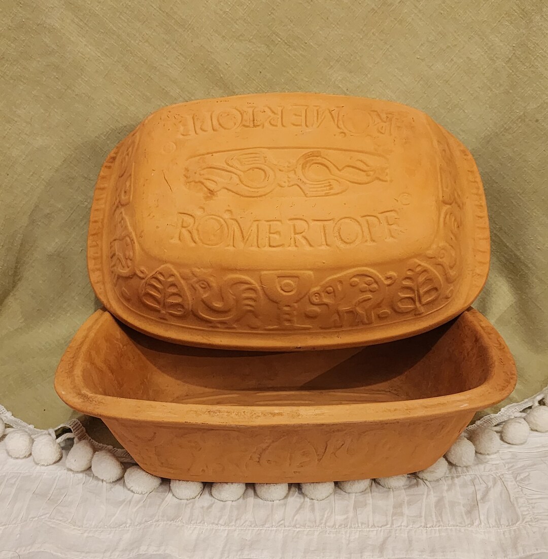 Vintage Romertopf Terra Cotta Roasting Pan With Lid, Model 113, Made in ...