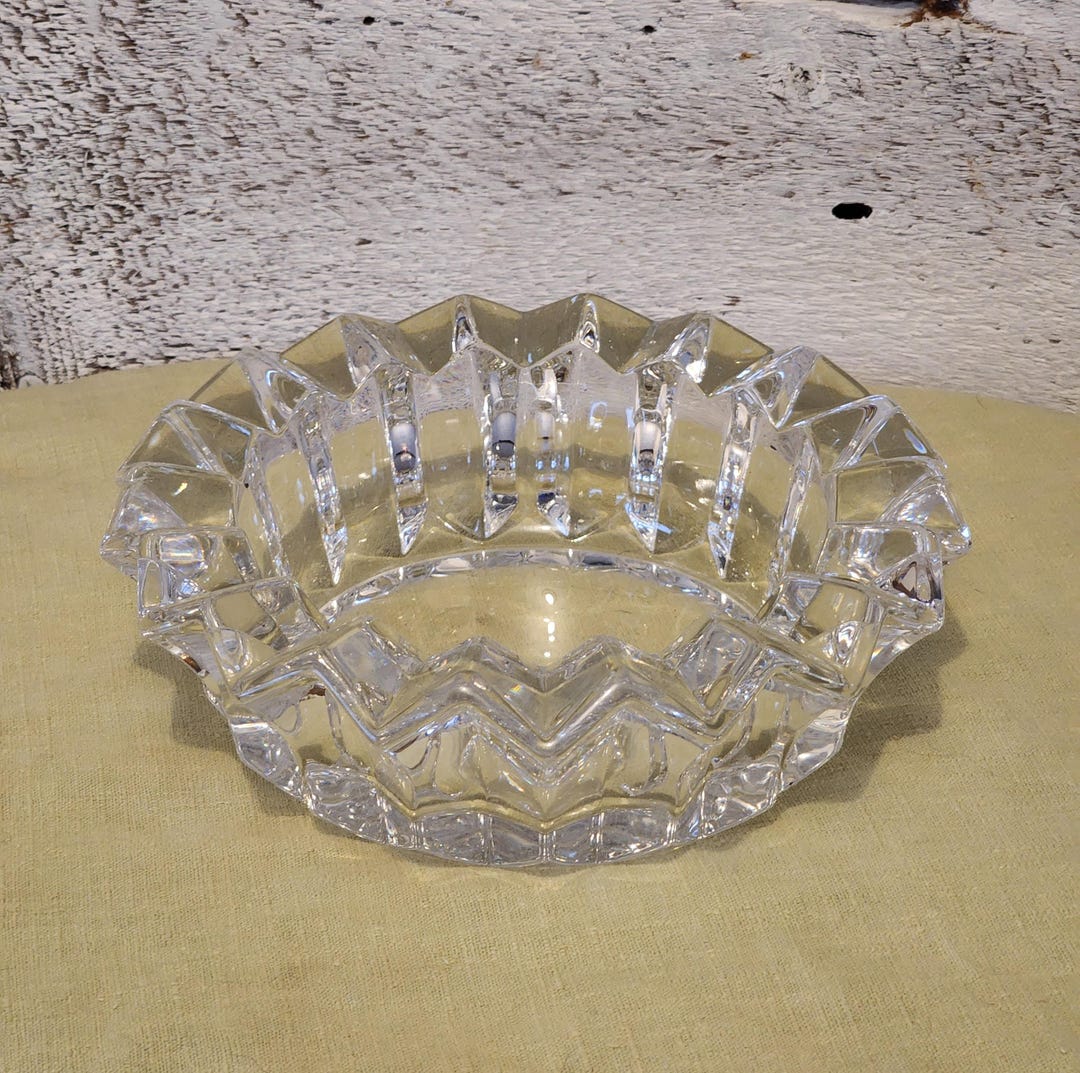 Vintage MCM Dansk Crystal Bowl: Ruffle Rim - Heavyweight Trinket Dish ...