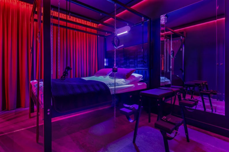 Bondage Bed: Black Steel Kinky Fetish Furniture (queen/king) - Etsy