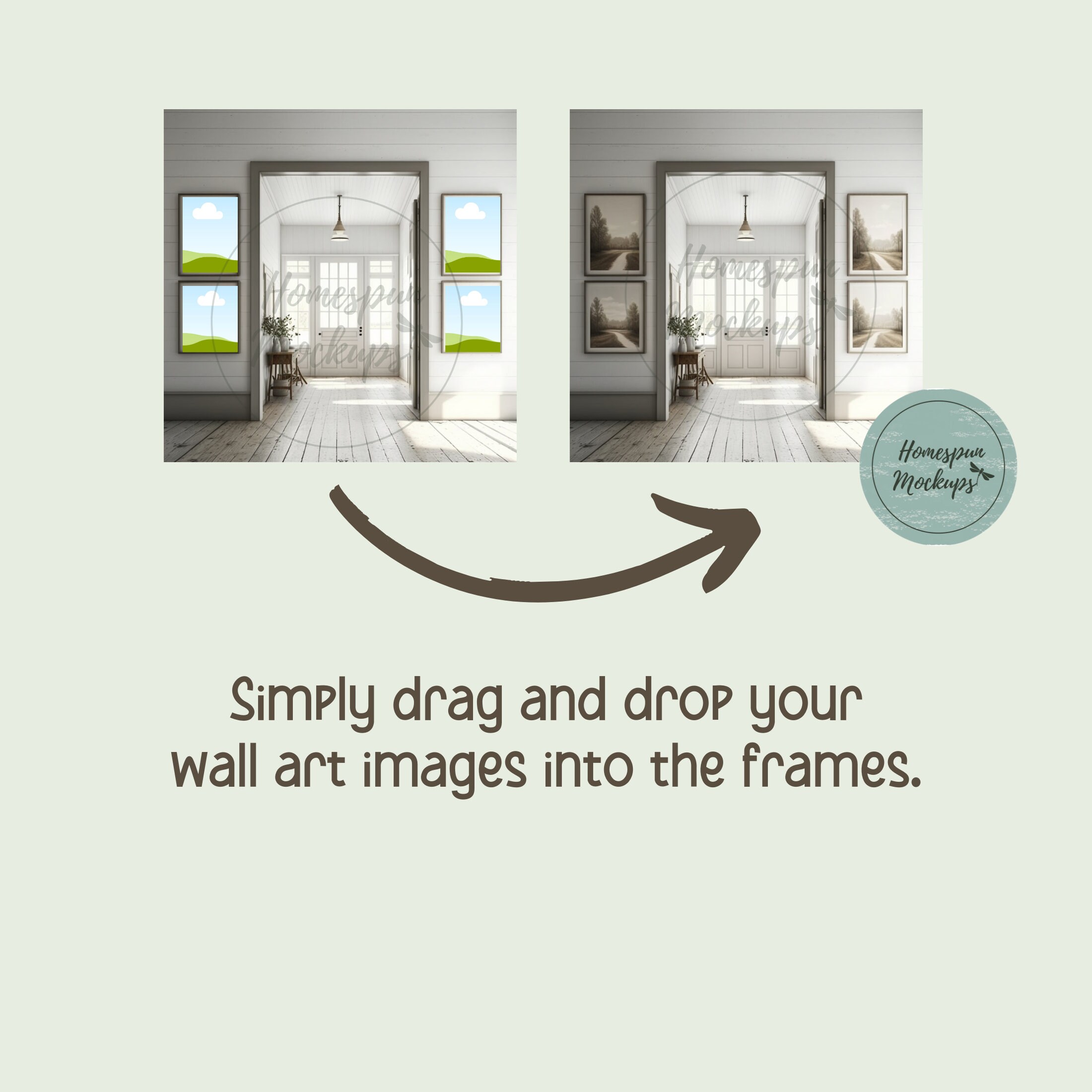 Canva Farmhouse Entryway Mockups/canva Drop & Drag Interior Mockups ...