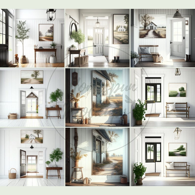 Canva Farmhouse Entryway Mockups/canva Drop & Drag Interior Mockups ...