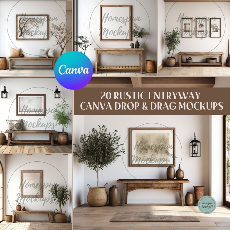 Canva Rustic Entryway Mockup Template/canva Drop and Drag Foyer Mockup ...
