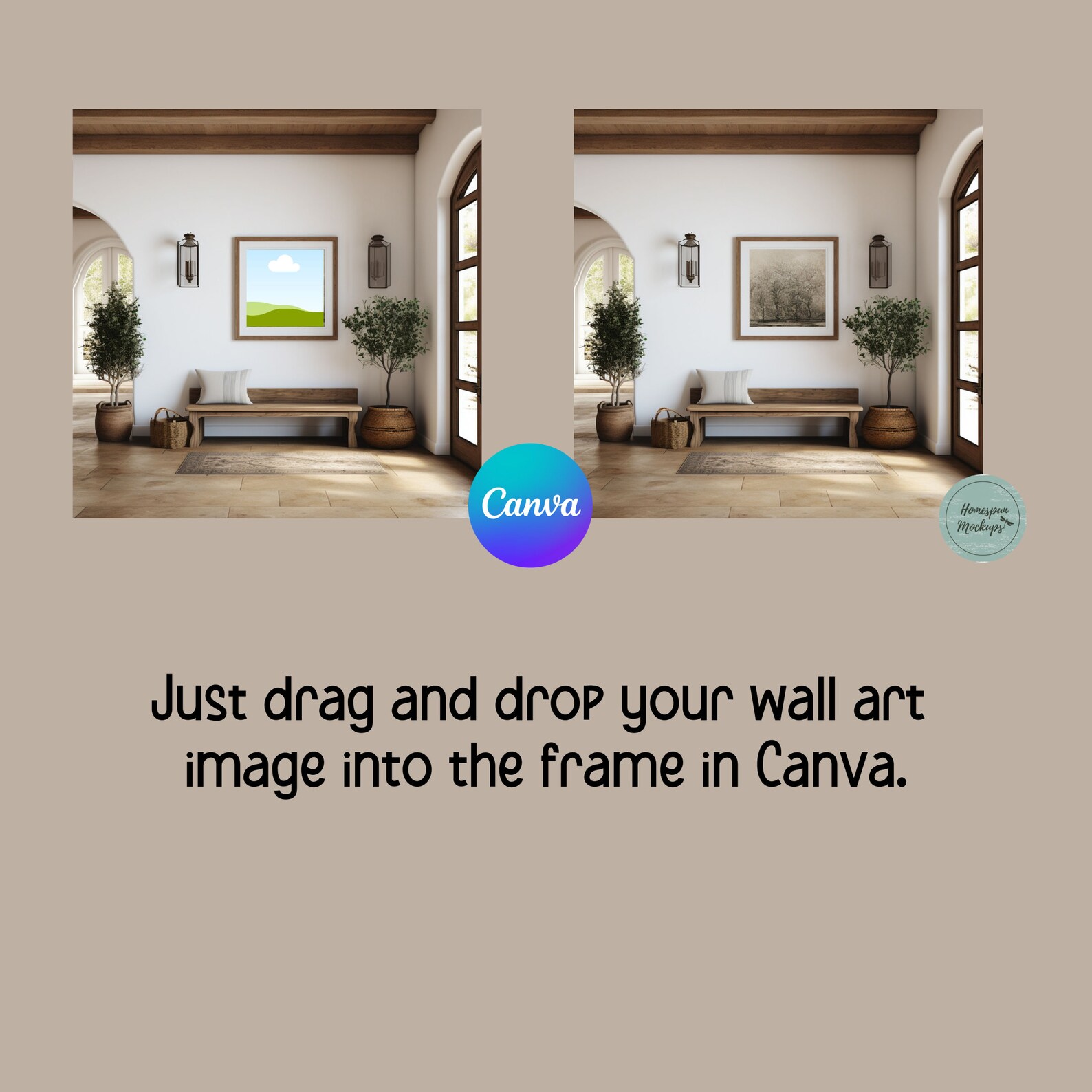 Canva Rustic Entryway Mockup Template/canva Drop and Drag Foyer Mockup ...