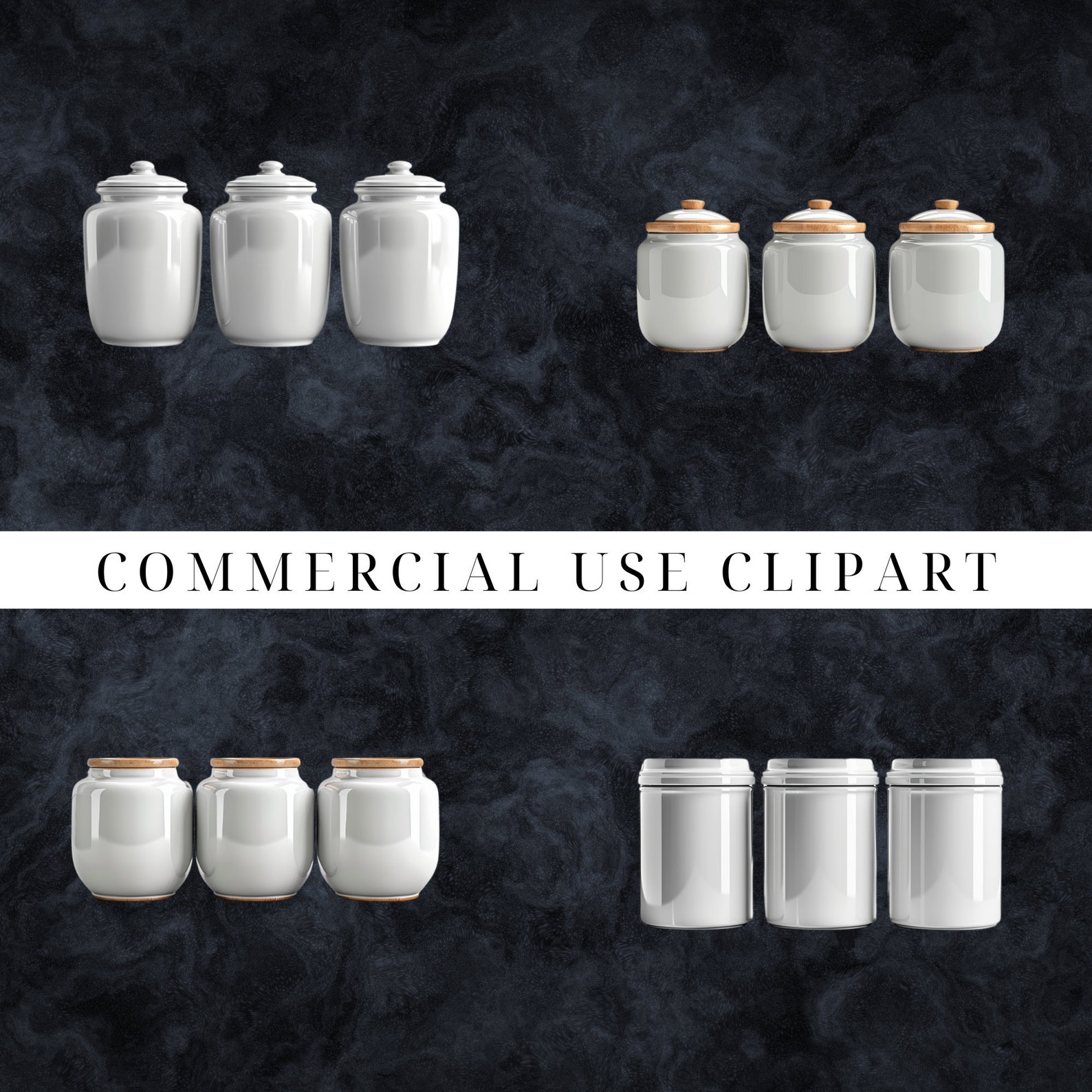 White Canisters and Jars Mockup Clipart/300 DPI Png's/kitchen Clipart ...