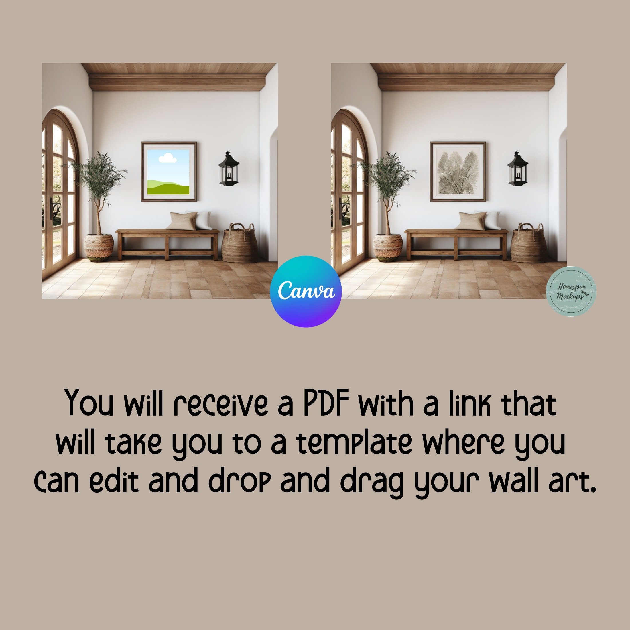 Canva Rustic Entryway Mockup Template/canva Drop and Drag Foyer Mockup ...