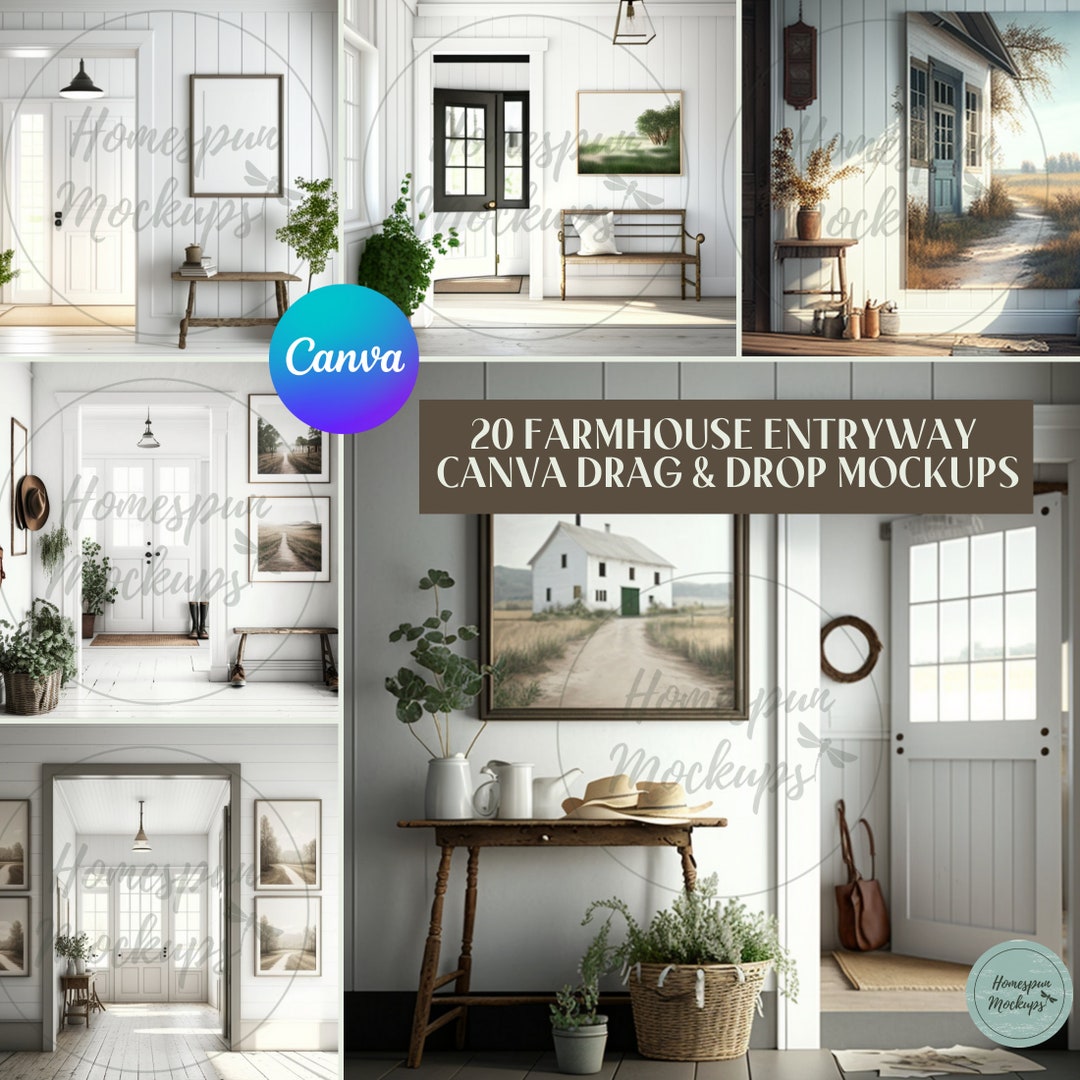 Canva Farmhouse Entryway Mockups/canva Drop & Drag Interior Mockups ...